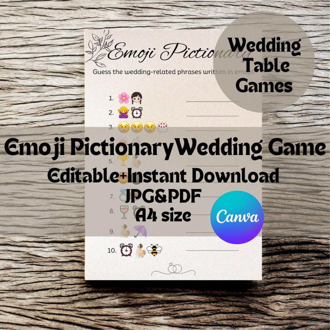 Emoji Pictionary, Wedding Table Games, Wedding Games, Reception Games ...