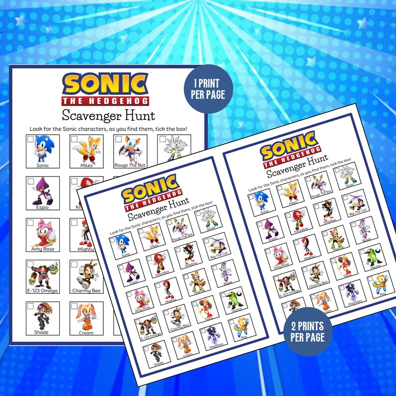 Sonic Scavenger Hunt, Printable Sonic Treasure Hunt, Sonic Birthday ...