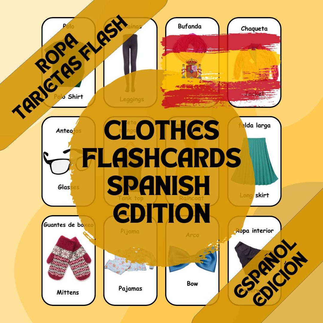 Clothes Flashcards Printables Spanish Edition, 35 Bilingual Cards ...