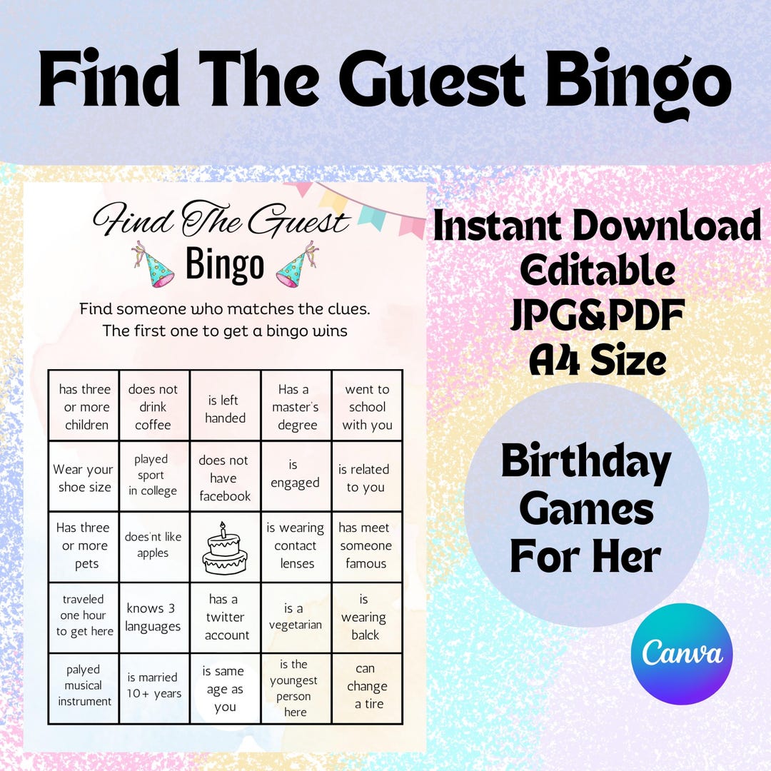 Birthday Bingo, Birthday Party Bingo, Birthday Party Game, Birthday ...