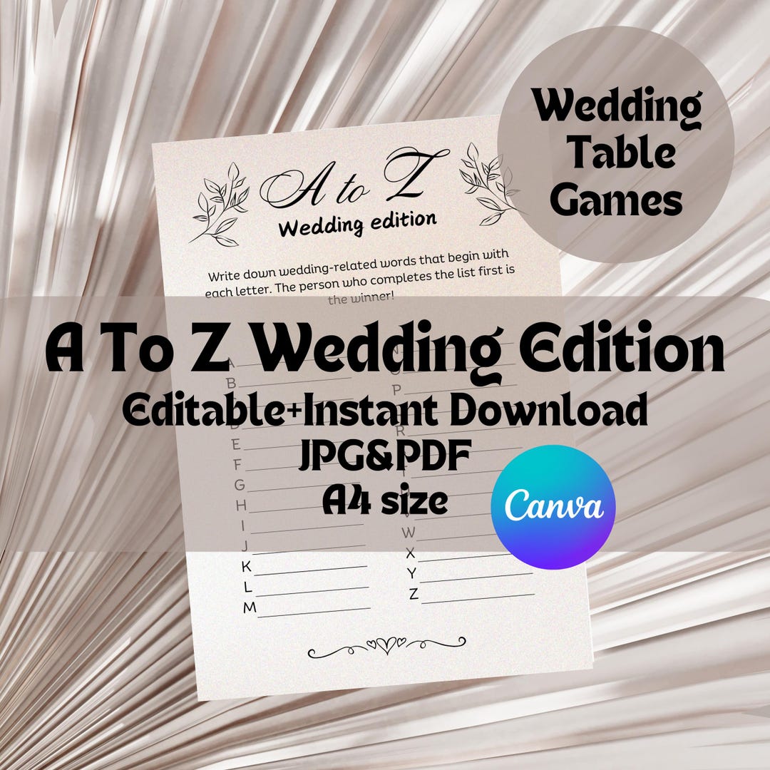 A to Z Wedding Edition, Wedding Table Games, Fun Wedding Games ...