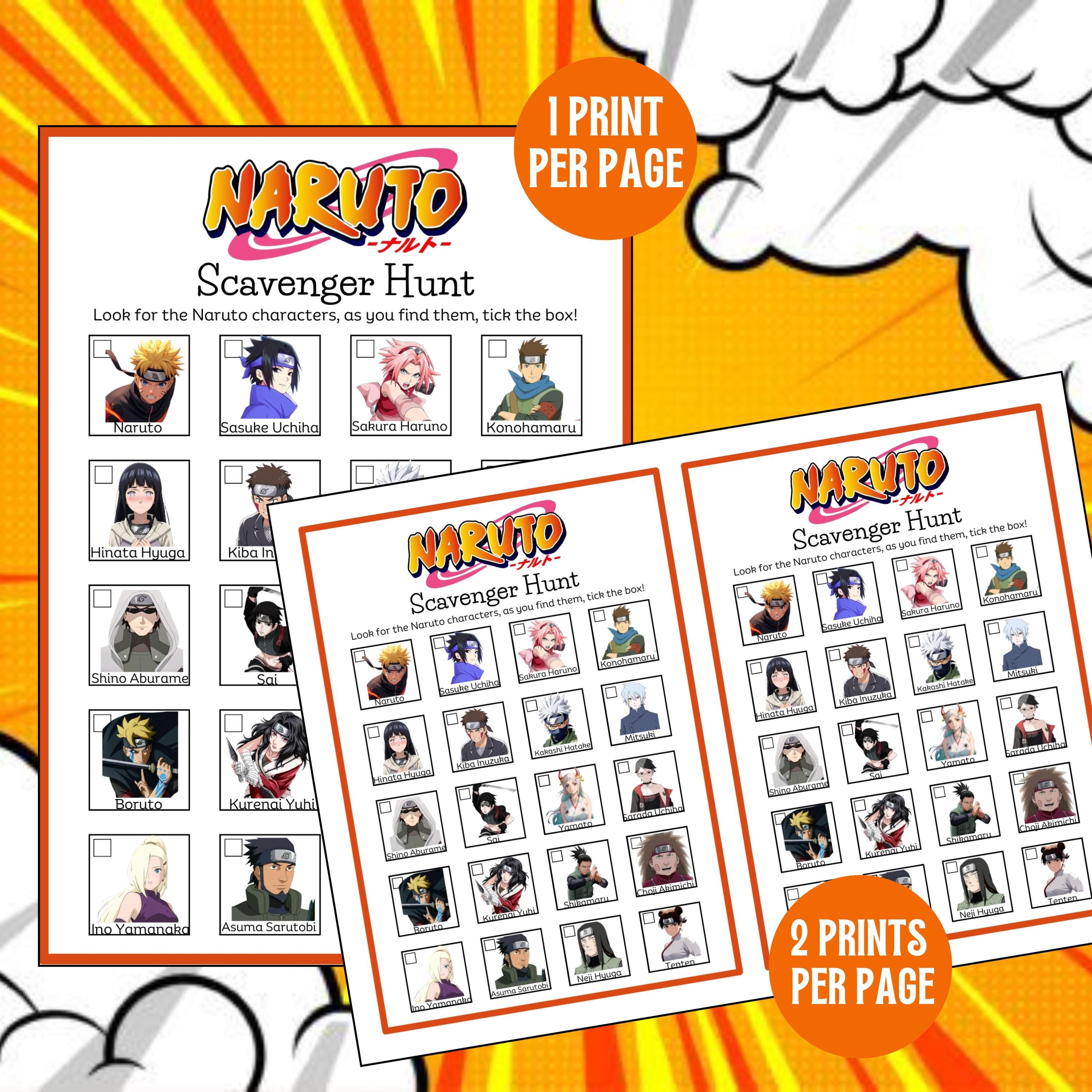 Naruto Scavenger Hunt, Naruto Treasure Hunt, Naruto Printable Games ...