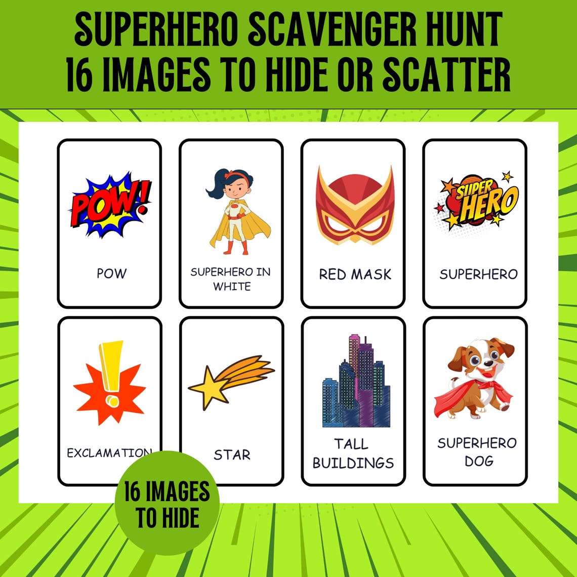 Super Hero Scavenger Hunt, Superhero Treasure Hunt, Superhero Game ...