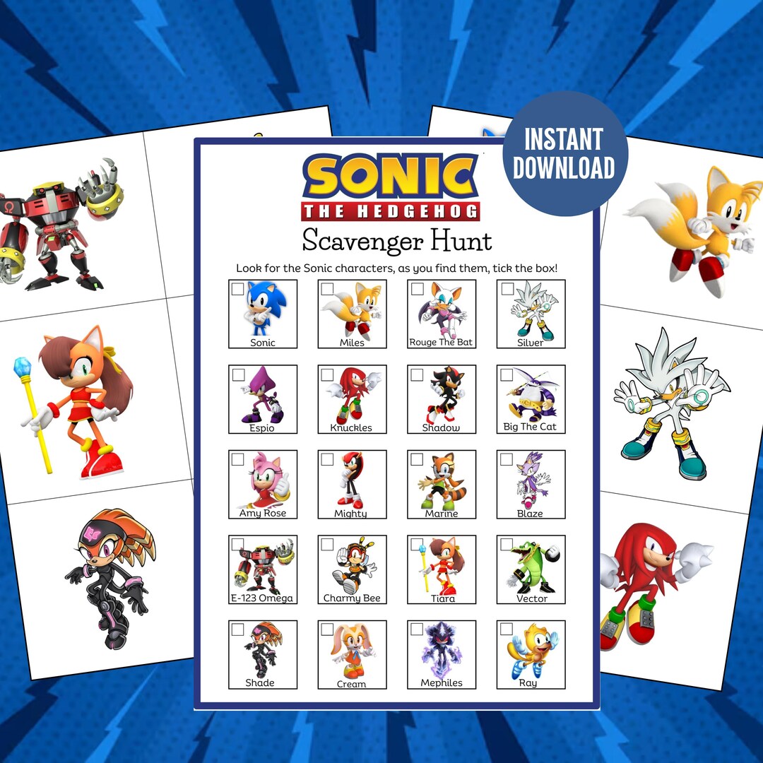 Sonic Scavenger Hunt, Printable Sonic Treasure Hunt, Sonic Birthday ...