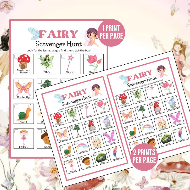 Fairy Scavenger Hunt, Fairy Printable Games, Fairy Treasure Hunt, Girl ...