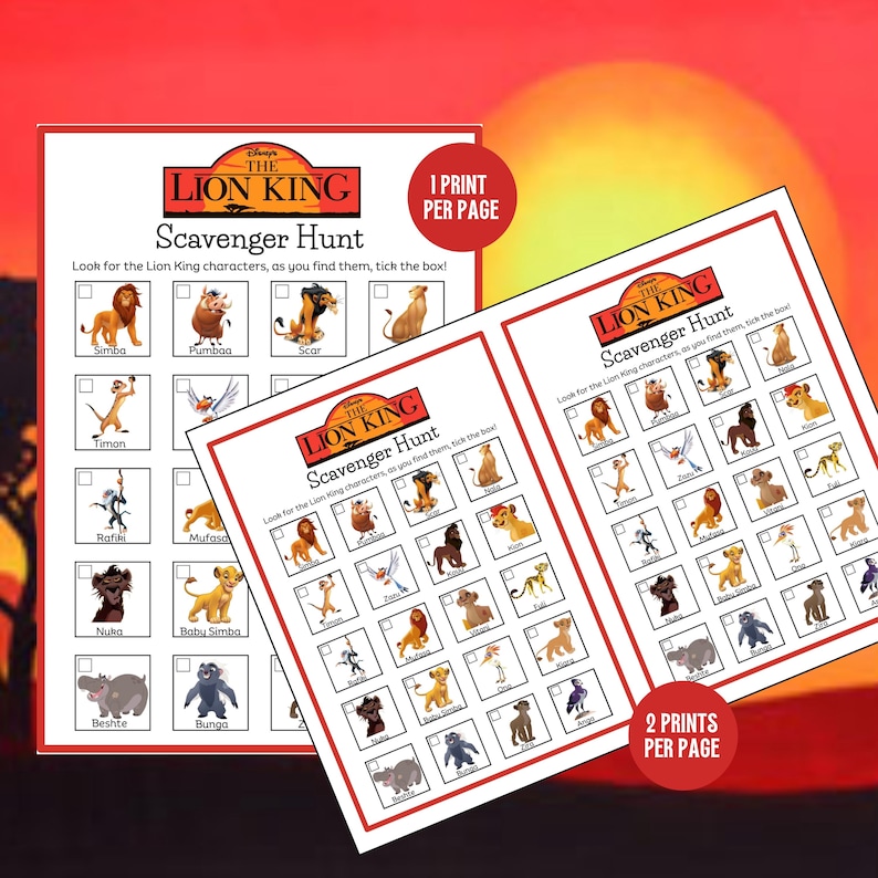Lion King Scavenger Hunt, Printable Lion King Treasure Hunt, Mufasa ...