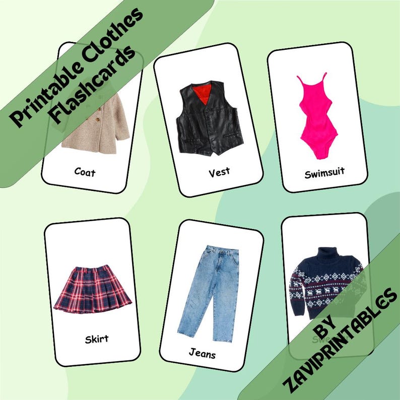 Clothes Flashcards 35 Printable Flashcard Printable Kids Cards ...