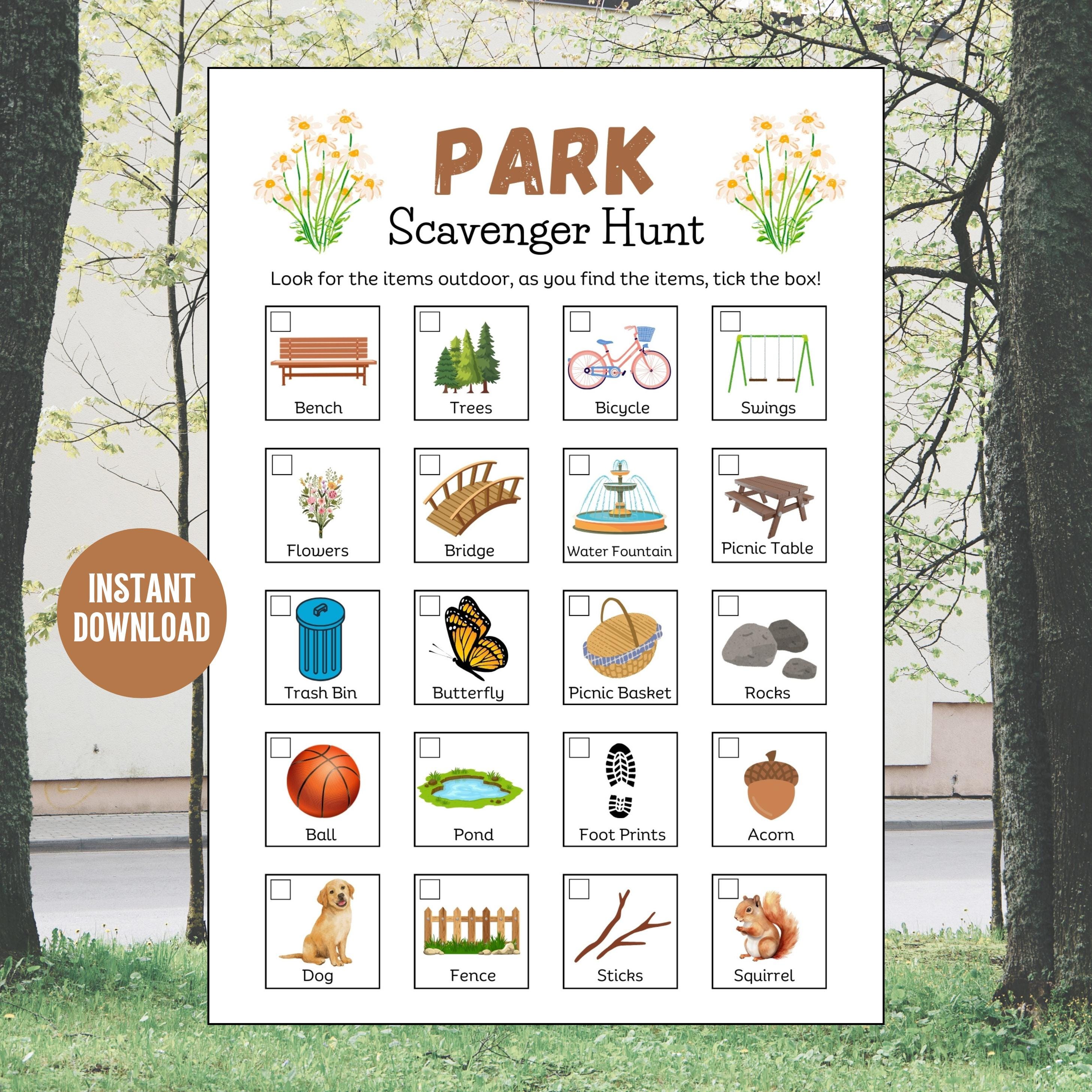 Park Scavenger Hunt, Printable Park Treasure Hunt, Outdoor Scavenger ...