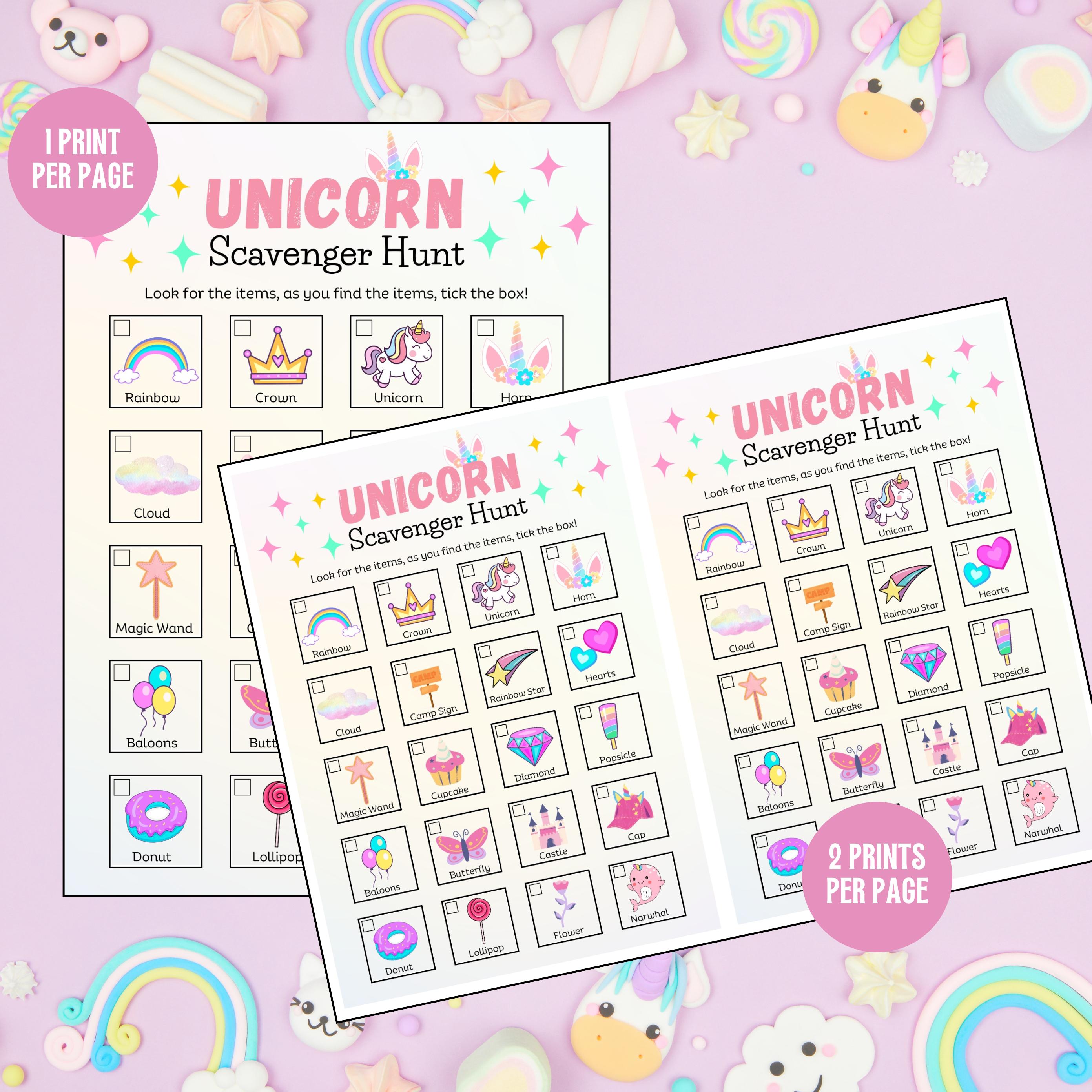 Unicorn Scavenger Hunt, Printable Unicorn Treasure Hunt, Unicorn Games ...