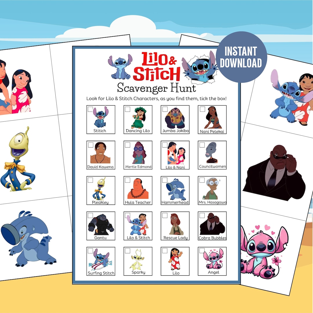 Lilo & Stitch Scavenger Hunt, Printable Lilo and Stitch Treasure Hunt ...