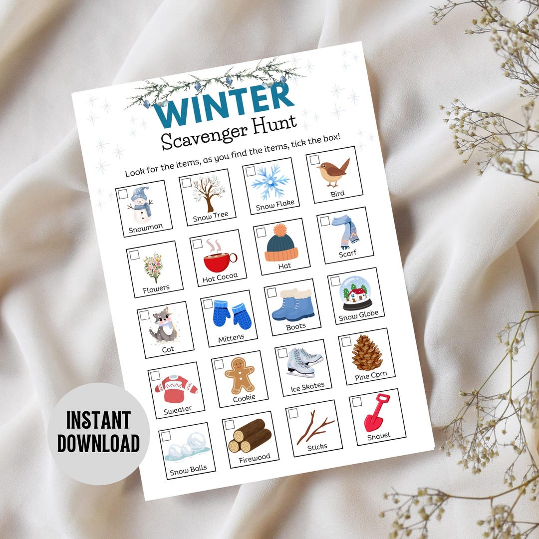 Winter Scavenger Hunt, Winter Treasure Hunt, Winter Nature Walk ...