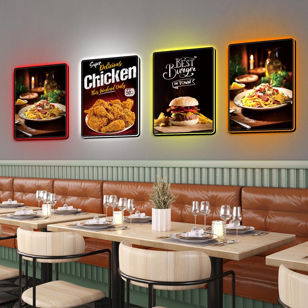 Custom LED Business Logo Sign, Personalized Light Box, Restaurant Decor ...