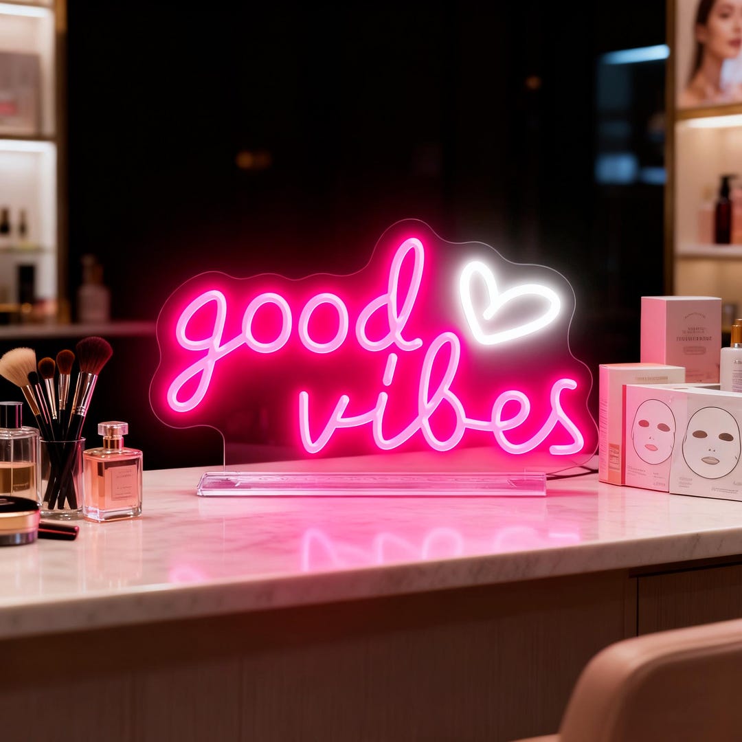 Good Vibes LED Neon Sign, Custom Bedroom Decor, Personalized Gift - Etsy