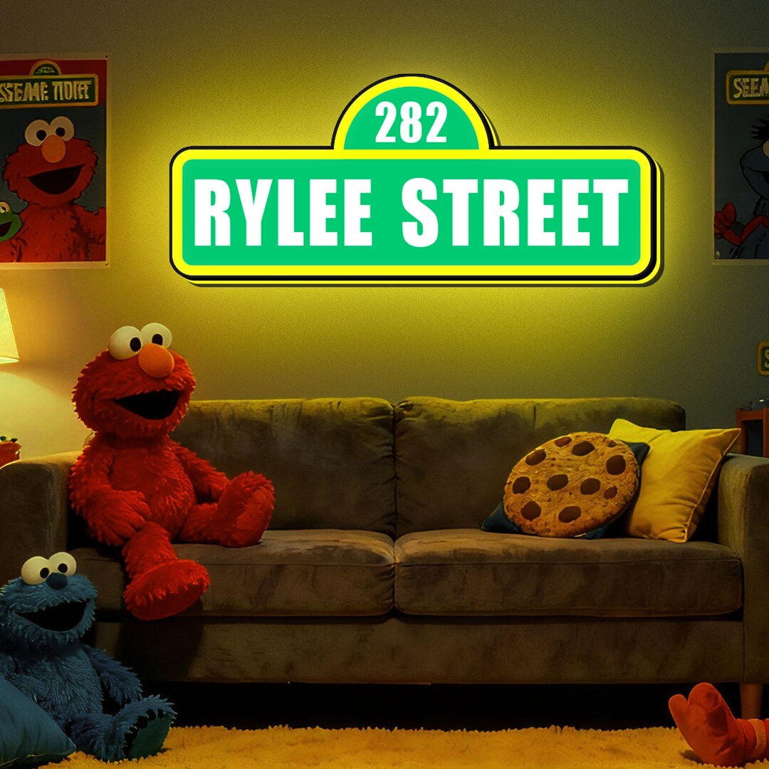 Personalized Elmo Street Style Lightbox: Sesame Name Sign for Party ...