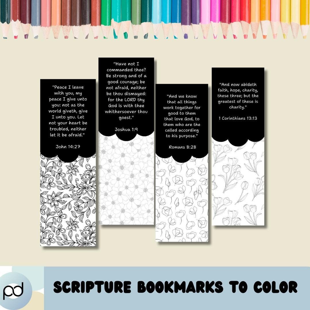 Scripture Bookmarks to Color, Bible Verse, Homeschool (digital Download ...