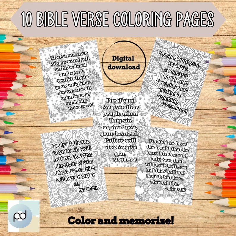 10 Printable Scripture Coloring Pages, Faith Based Coloring, Bible ...