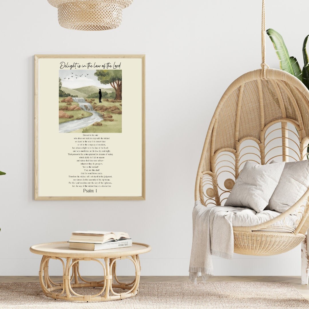 Psalm 1 Wall Art, Blessed is the Man Bible Verse Printable Wall Art ...