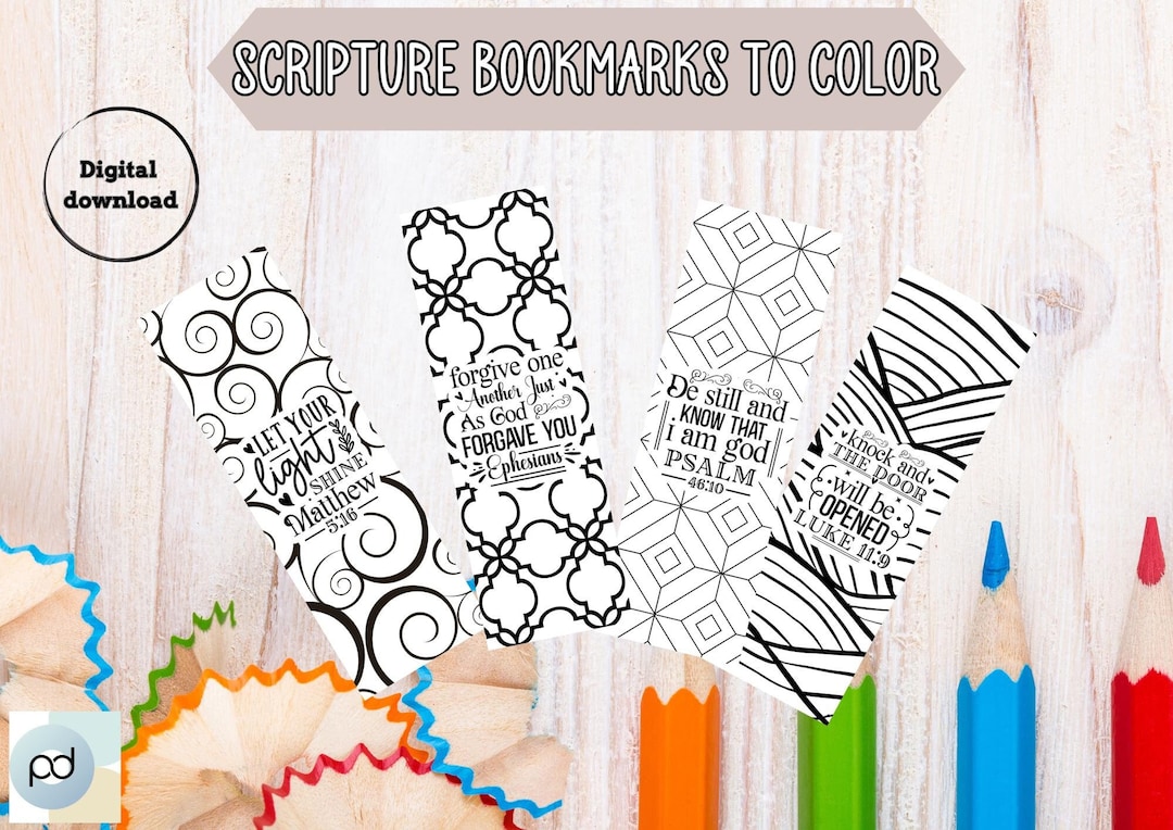Scripture Bookmarks to Color, Bible Verse, Homeschool (digital Download ...