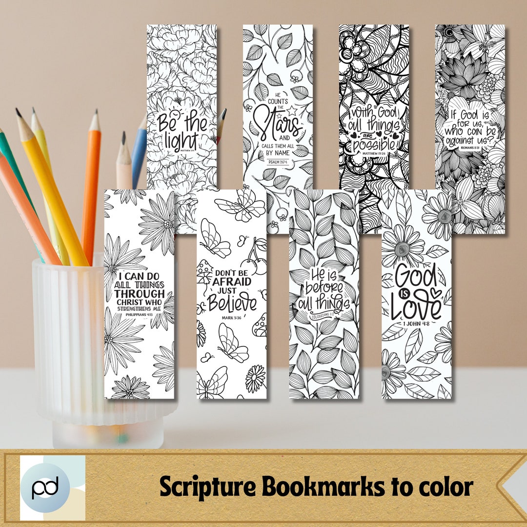 Printable Bible Verse Bookmarks to Color | Scripture Coloring Bookmark ...