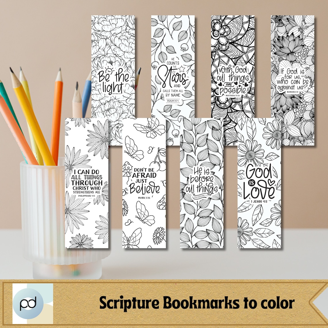 Printable Bible Verse Bookmarks to Color | Scripture Coloring Bookmark ...
