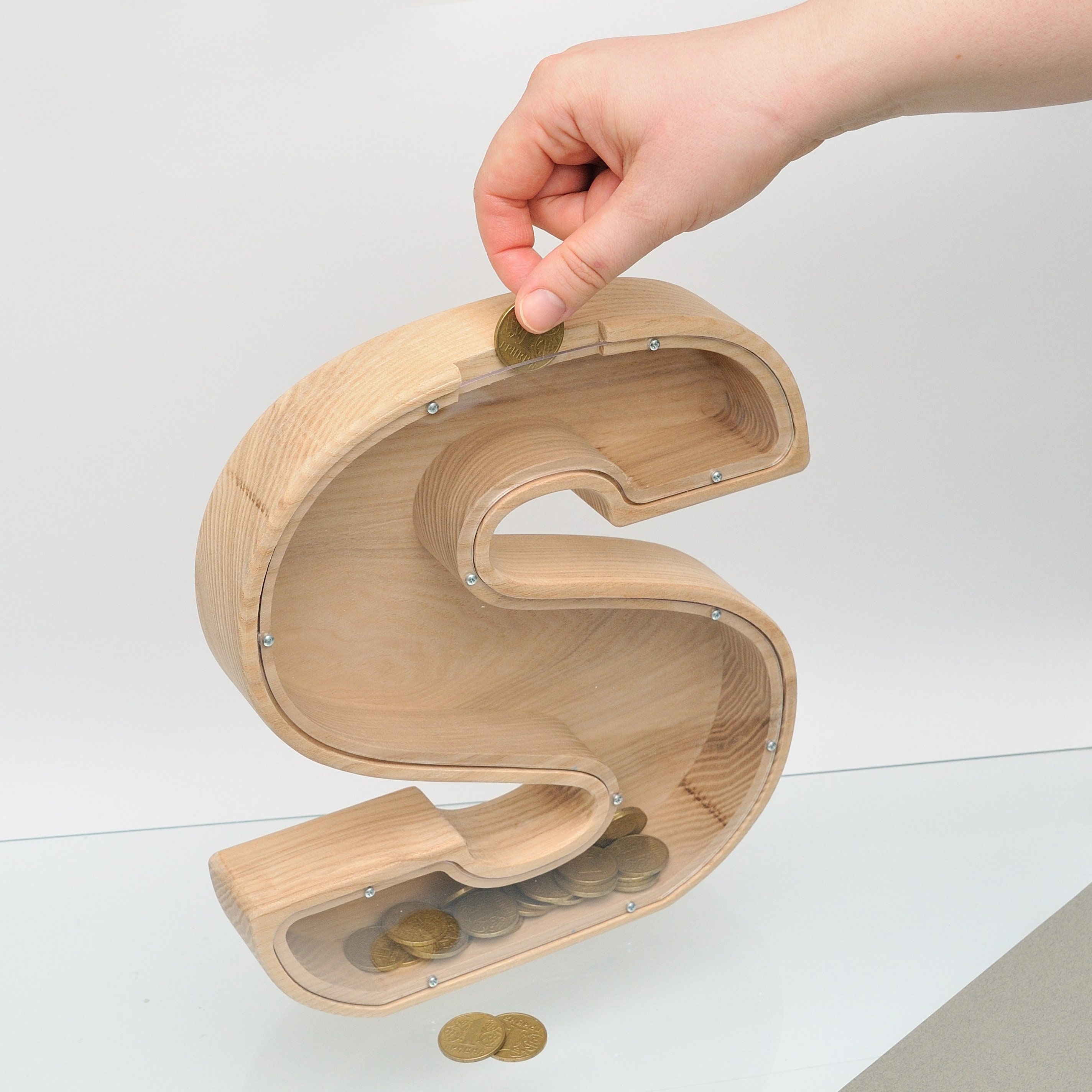 Large Wooden Custom Initial Piggy Bank With Engraved, Piggy Banks for ...