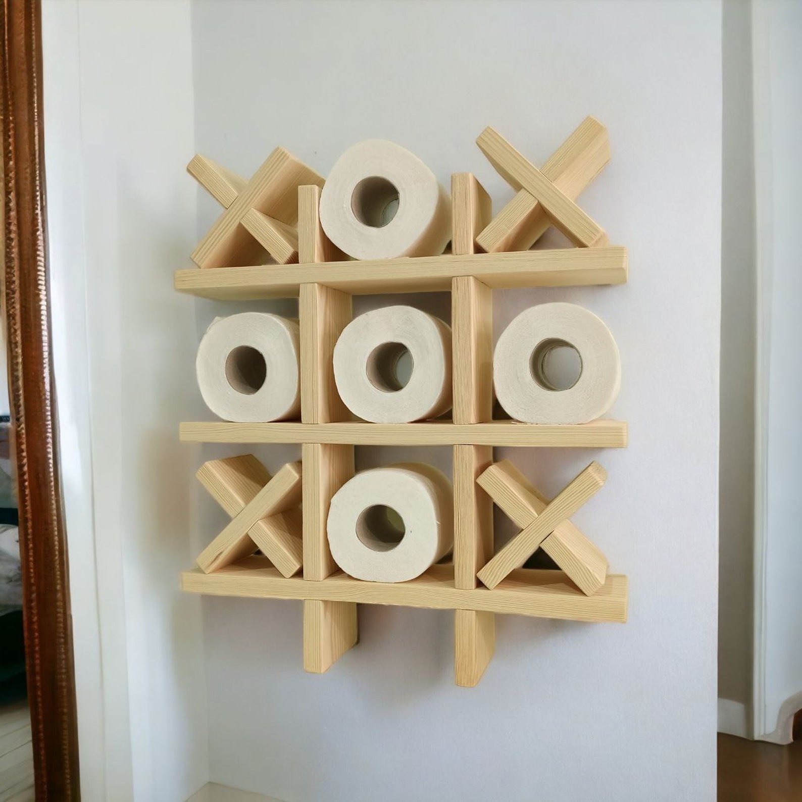 Toilet Paper Holder, Bathroom Wood Floating Storage Shelf for Tissue ...