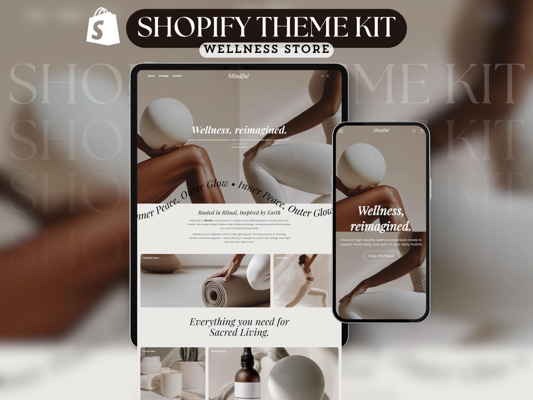 Shopify Theme Kit Wellness Minimalist Website Template Luxury Shopify Holistic Template Skincare ...