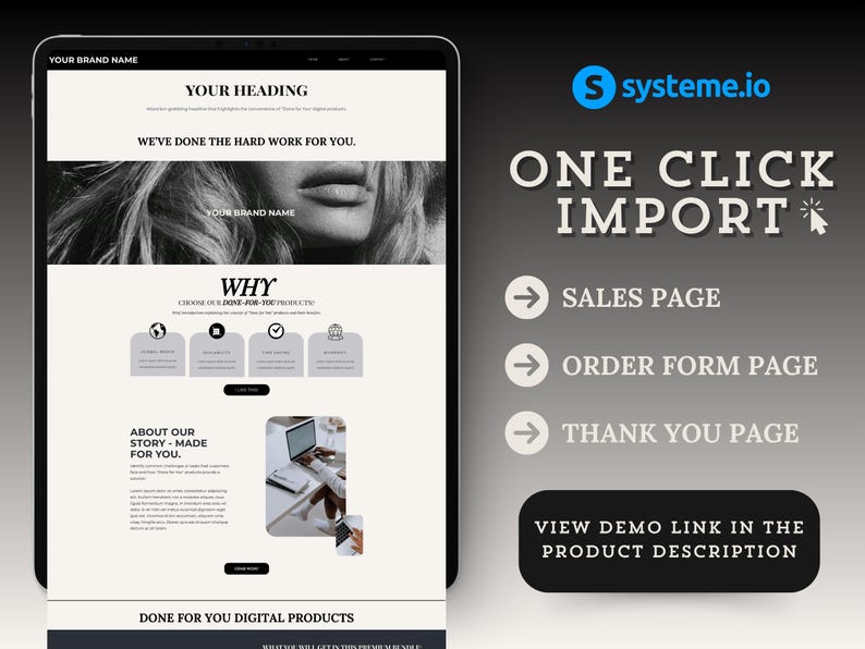 Systemeio Landing Page Website Template Systeme.io Sales Funnel for ...
