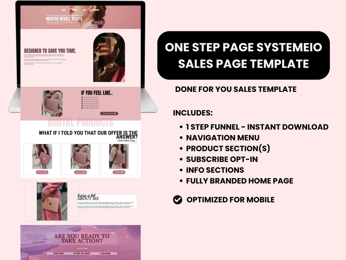 Sales Landing Page Website Template Systeme.io Sales Funnel for Digital ...