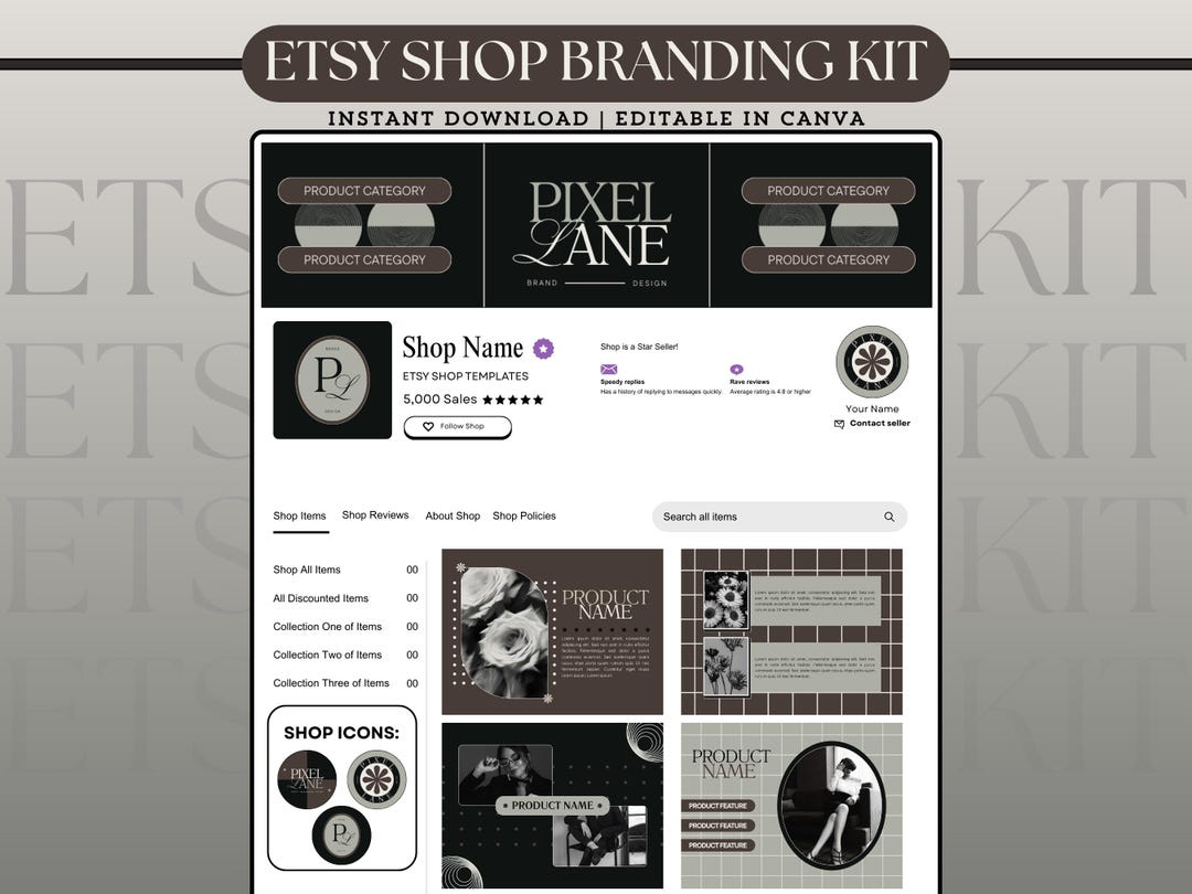 Etsy Shop Kit Editable Etsy Branding Kit Canva Etsy Shop Template Etsy ...
