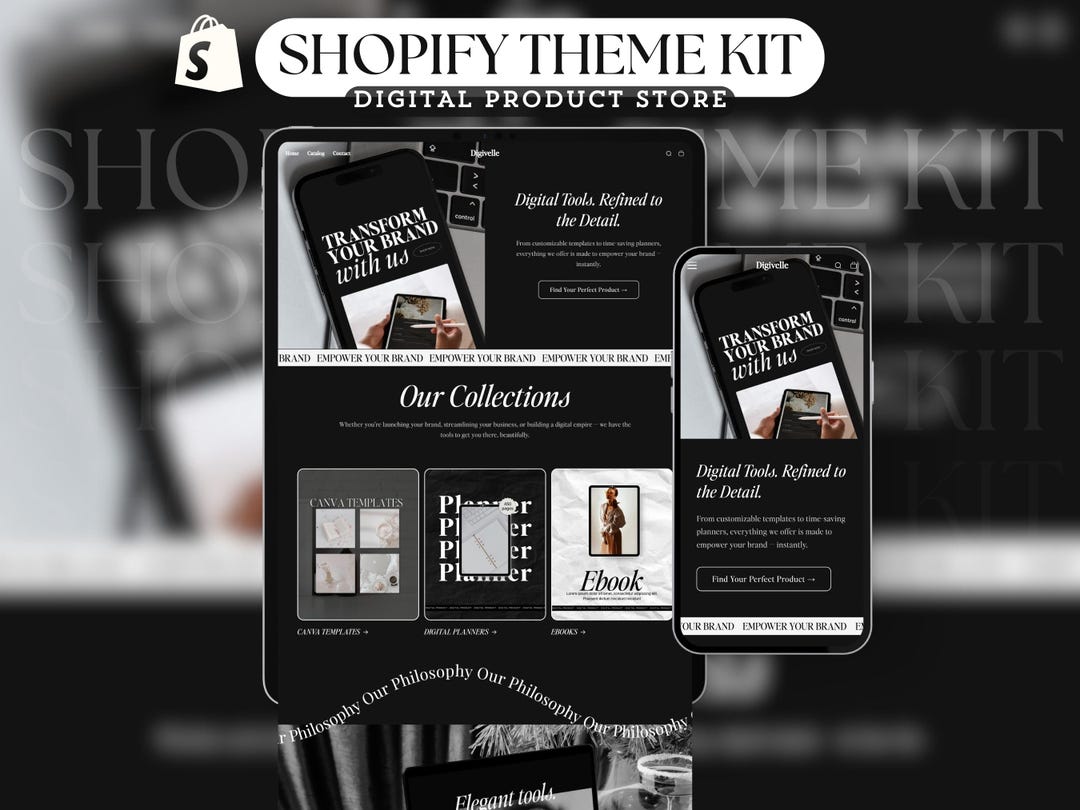 Shopify Theme Kit for Selling Digital Products Shopify Website Template ...