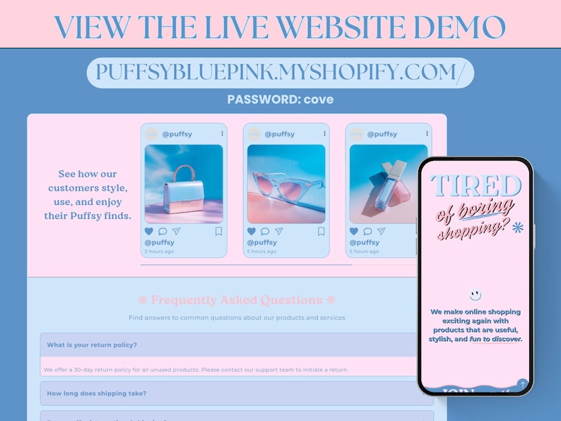 Cute Blue Pink Shopify Theme Kit for Selling Any Product Shopify ...