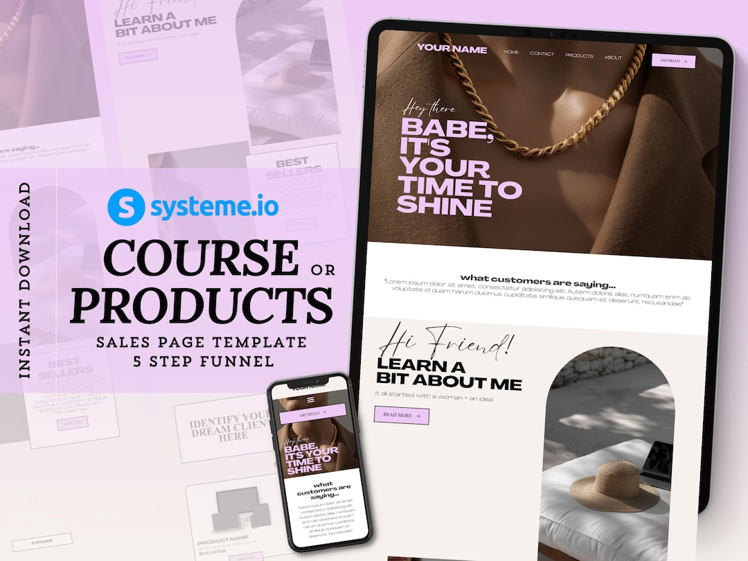 Systemeio Landing Page Website Template Systeme.io Sales Funnel for ...