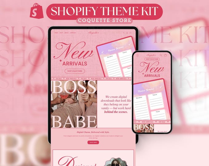 Girly Shopify Theme, Coquette AESTHETIC Templates, Jewelry Website ...