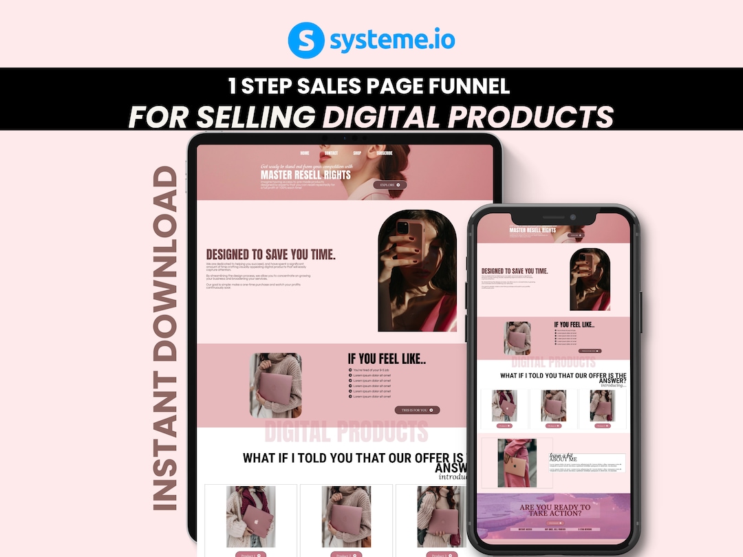 Sales Landing Page Website Template Systeme.io Sales Funnel for Digital ...