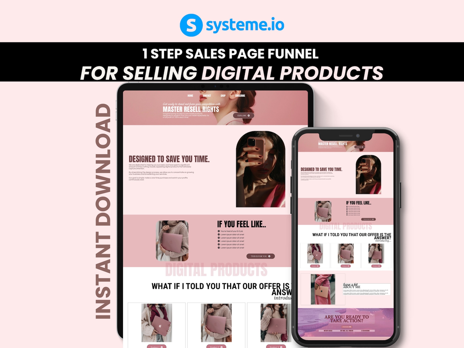 Sales Landing Page Website Template Systeme.io Sales Funnel for Digital ...