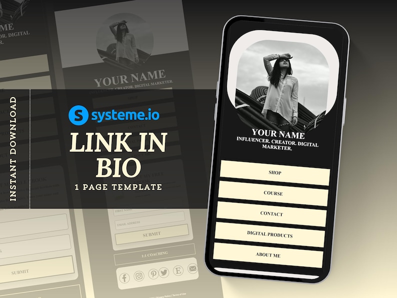 Systemeio Link in Bio Landing Page Website Template Systeme.io Stan Style Funnel Page One Step ...