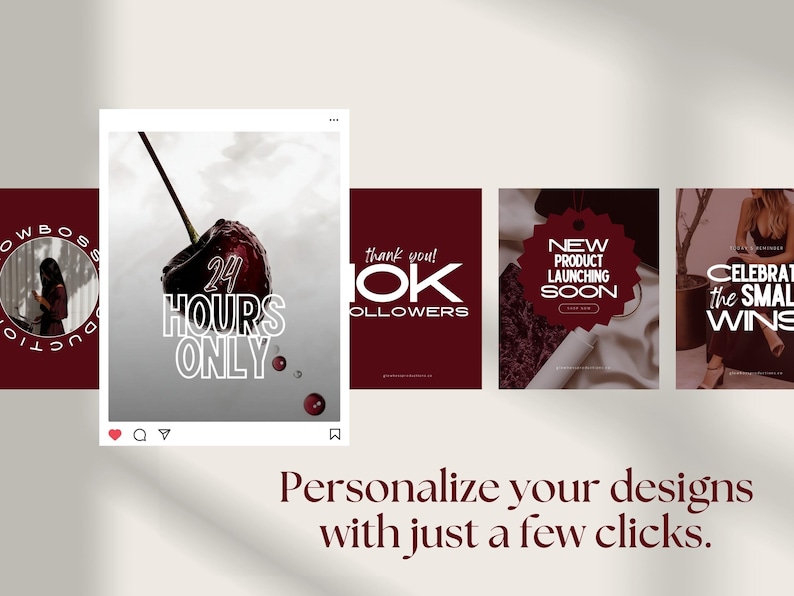 Red Aesthetic Instagram Template Social Media Canva Instagram Bundle ...