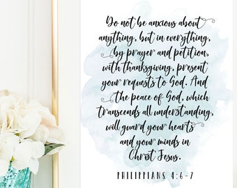 Philippians 4:6-7 Do Not Be Anxious About Anything - Etsy
