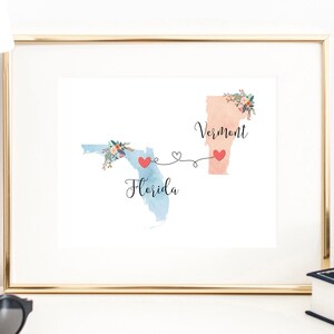 Vermont Florida Wall Art / Florida Vermont Print / Florida Hostess Gift ...