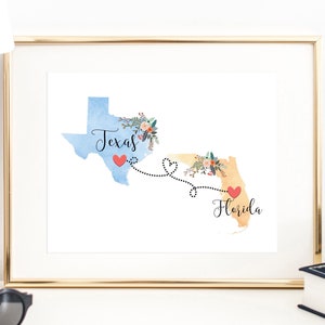 Texas Florida Wall Art / Florida Texas Print / Texas Florida Print ...