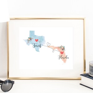 Texas Florida Wall Art / Florida Texas Print / Texas Florida Print ...