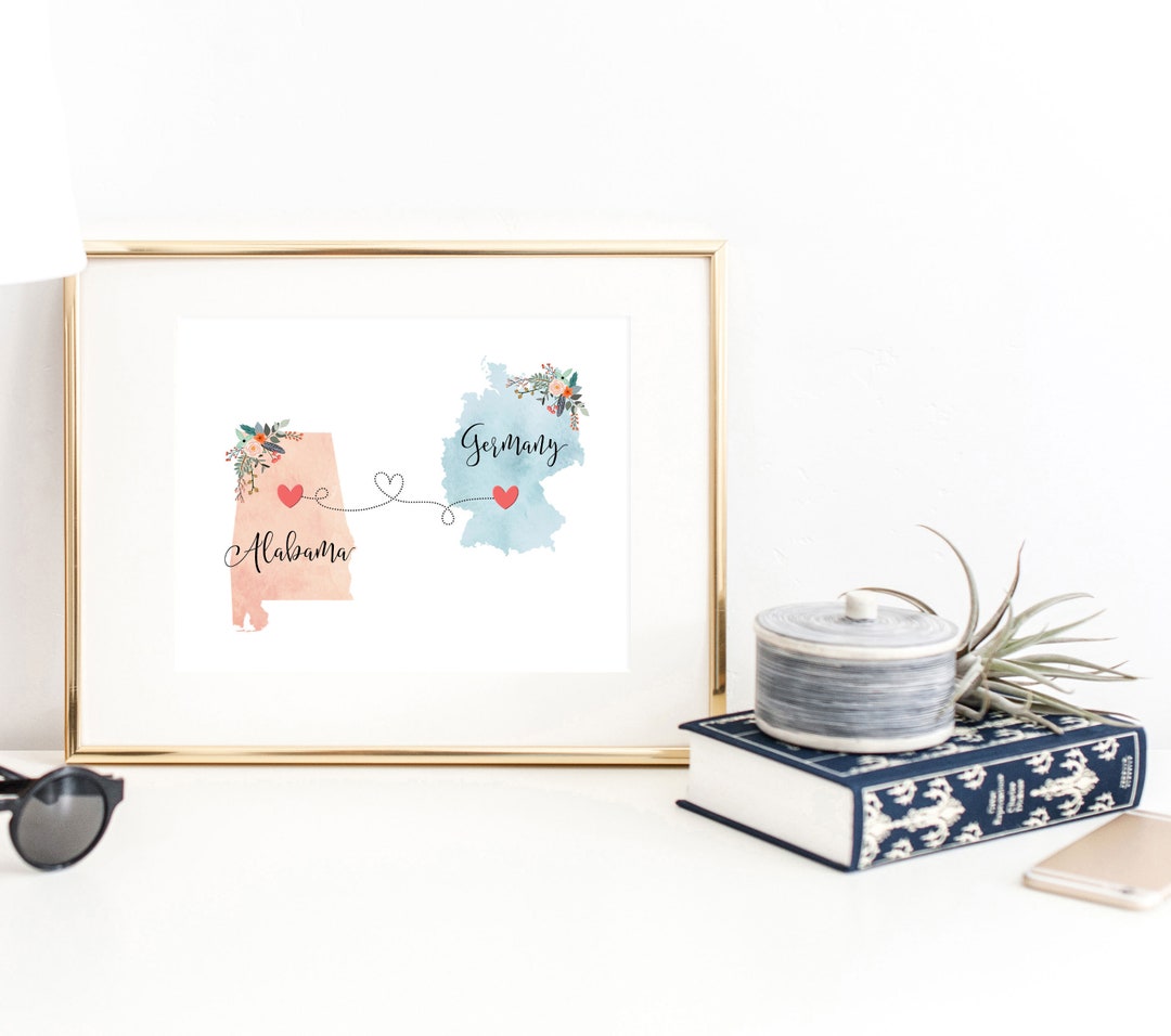 Alabama Germany Wall Art / Germany Alabama Print / Germany Hostess Gift ...