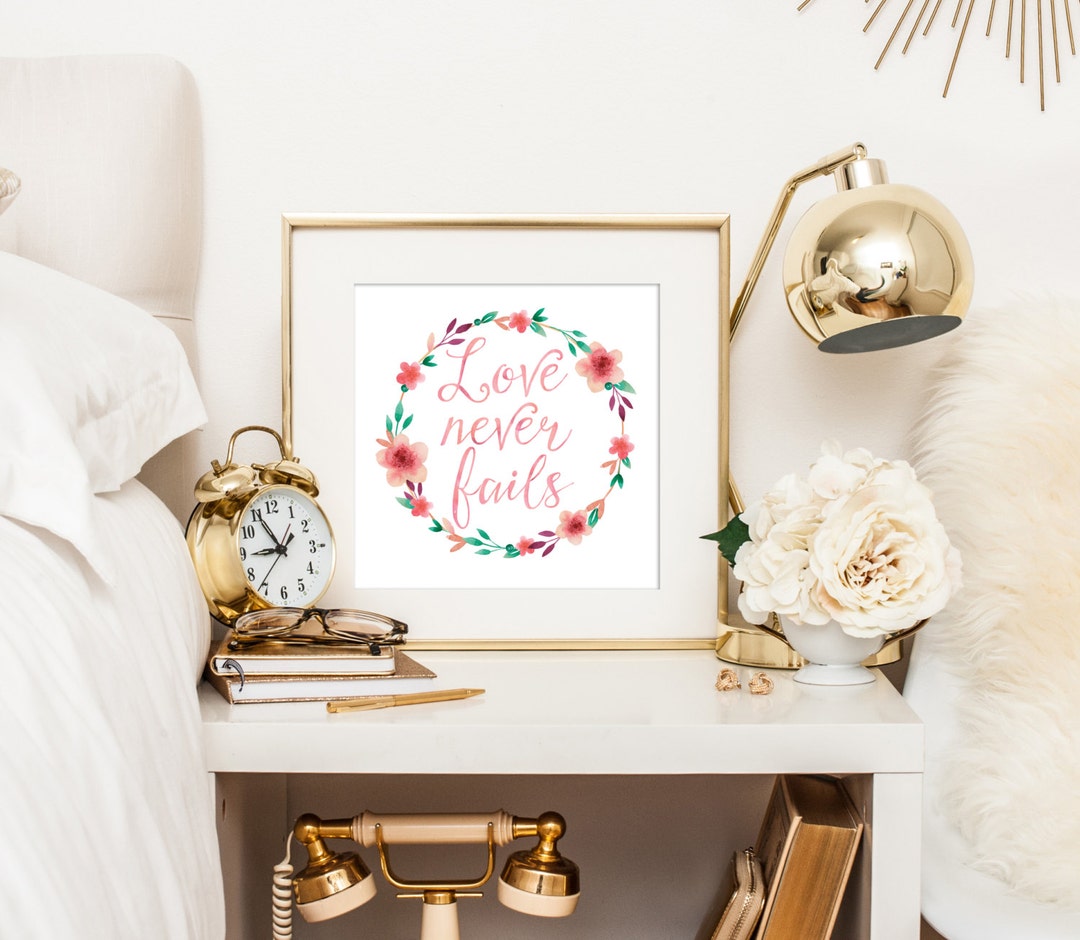 Love Never Fails Print / Calligraphy Print / 6x6, 8x8, 10x10 12x12 ...