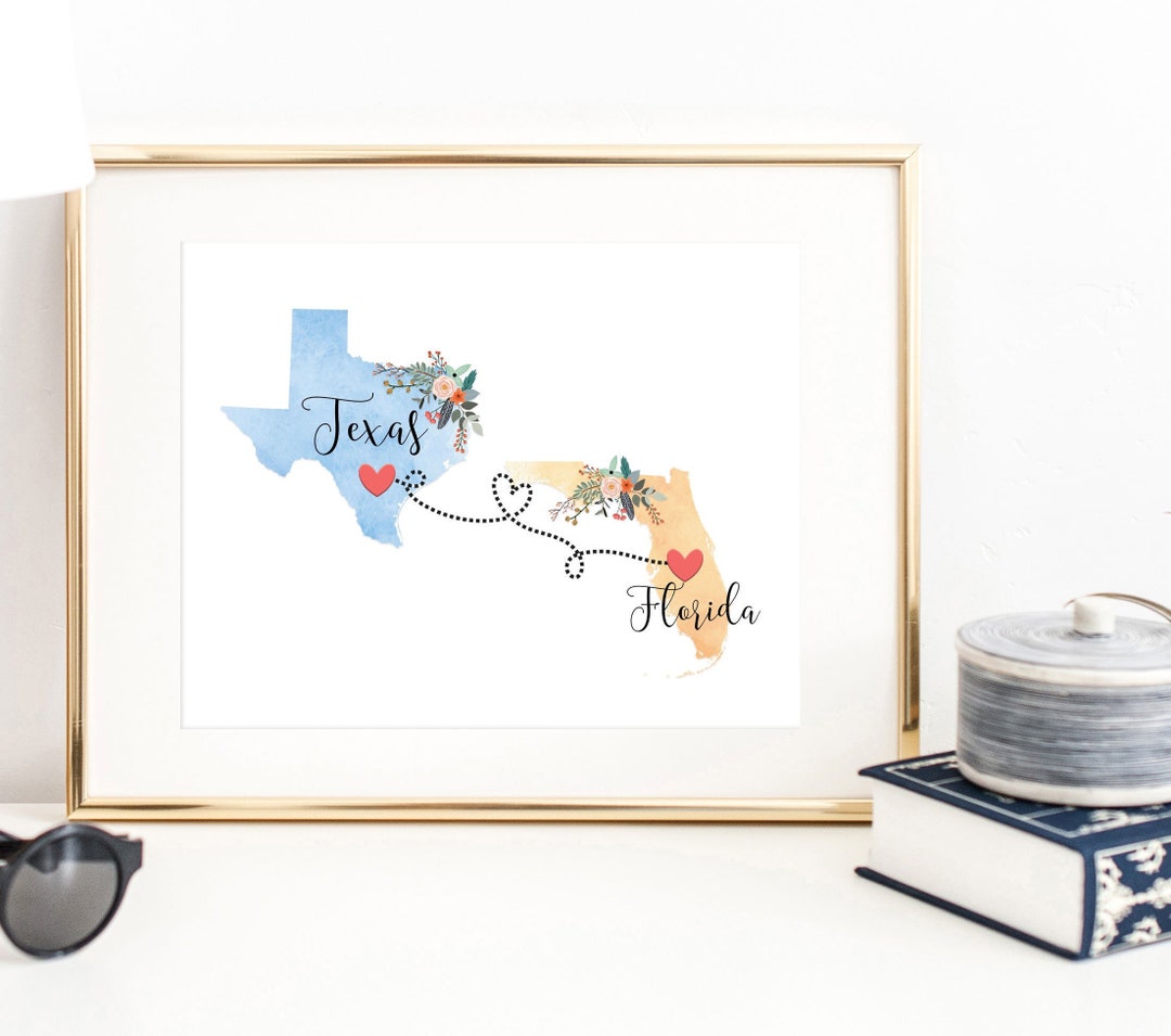 Texas Florida Wall Art / Florida Texas Print / Texas Florida Print ...
