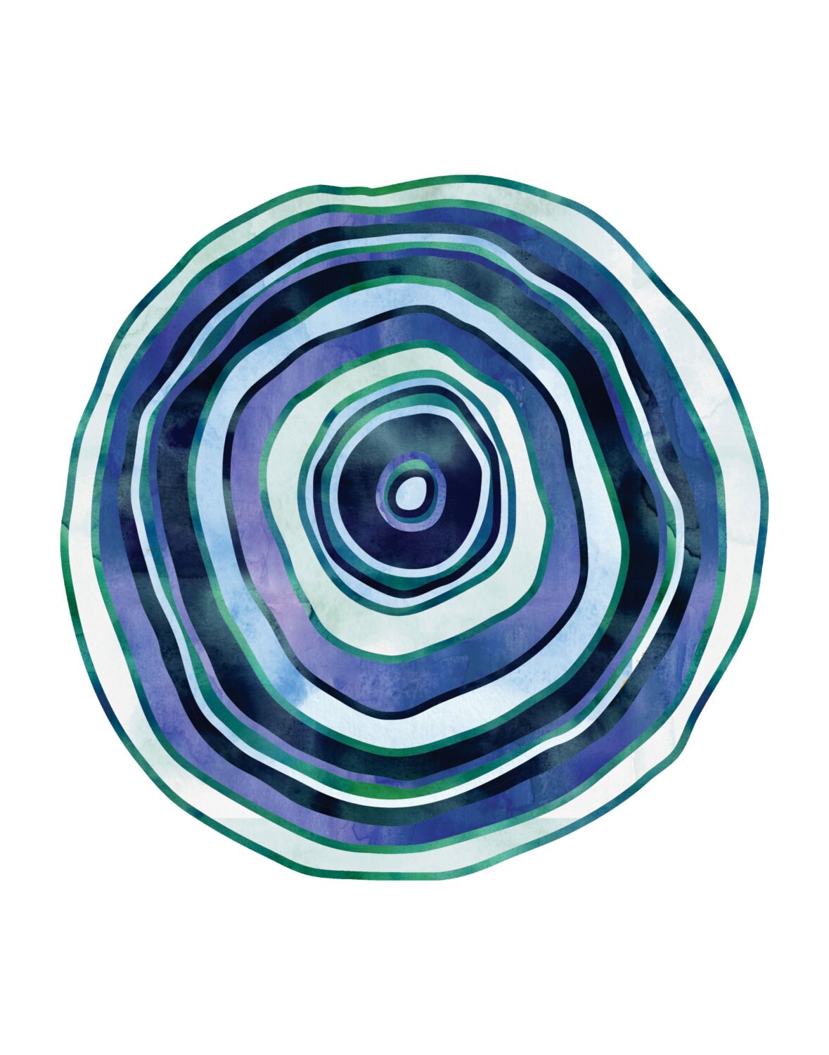 Abstract Blue Circles / Tree Ring Print / Minimalist Art / Watercolor ...