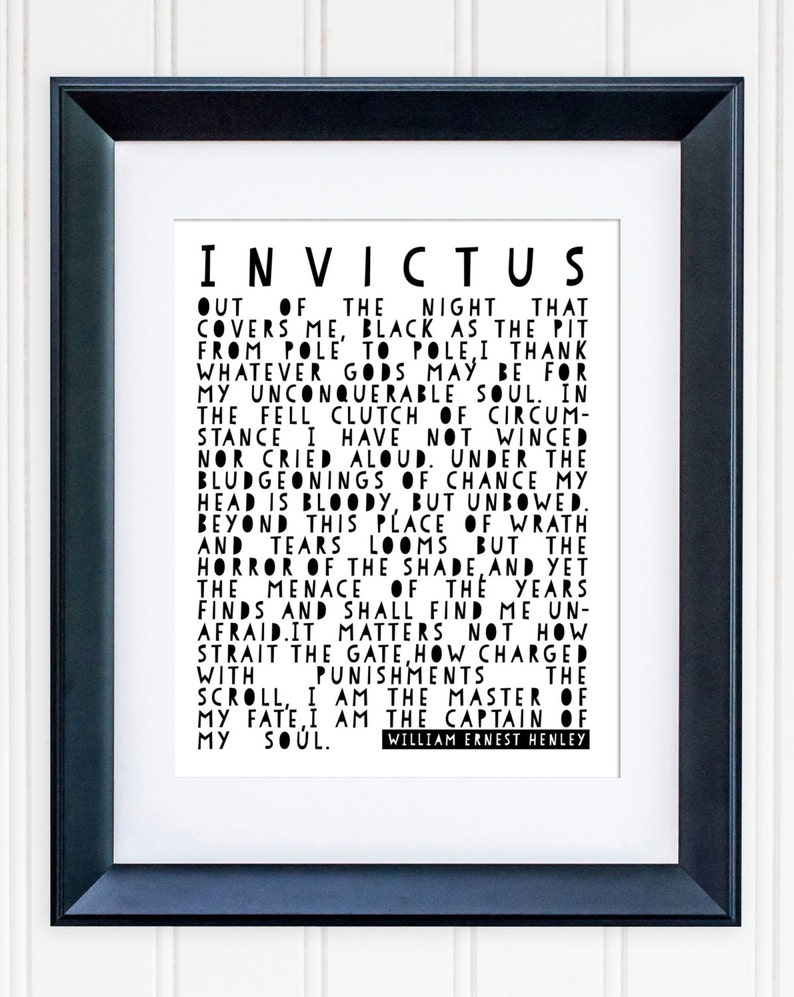 Invictus Print / I Am the Captain of My Soul / Invictus Poem / - Etsy