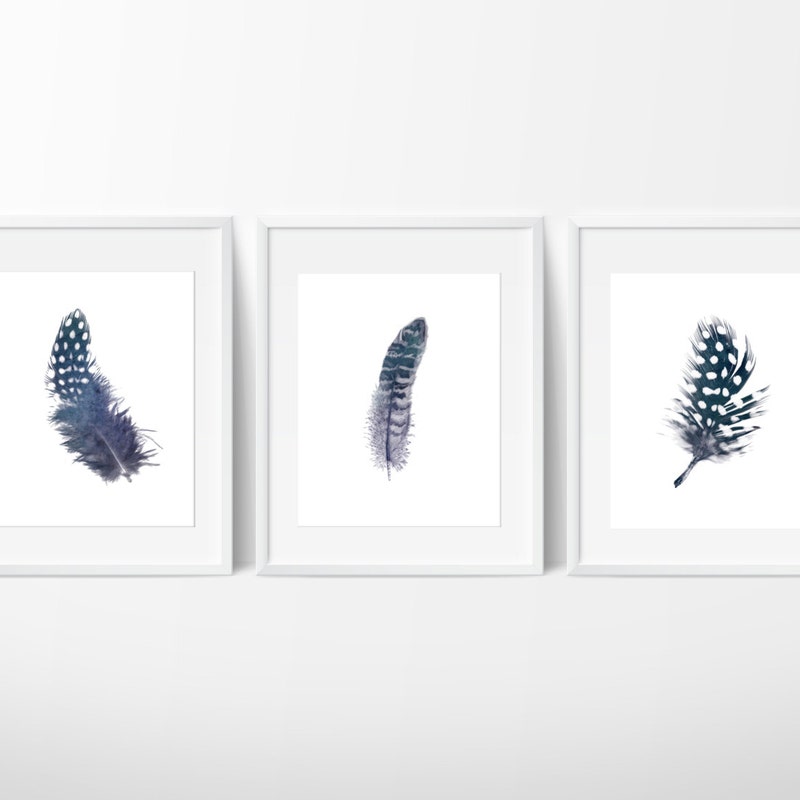 Blue Feather Print - Etsy