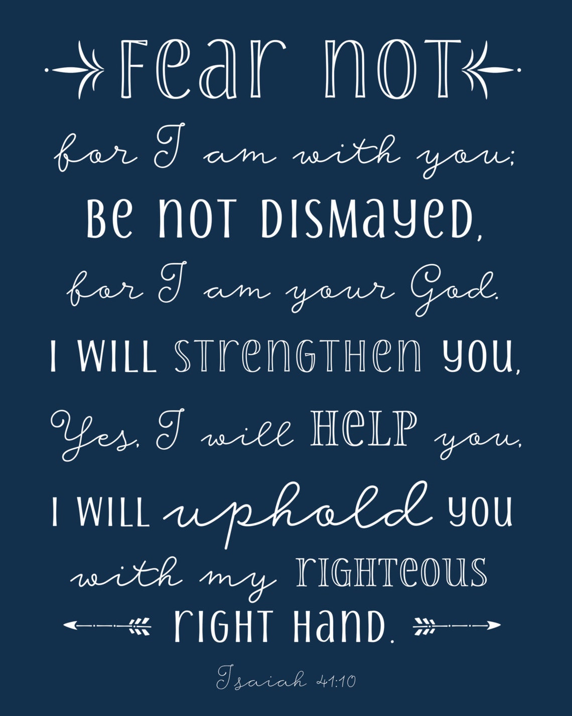 Indigo Isaiah Print / Christian Gift / Scripture Print / Fear - Etsy