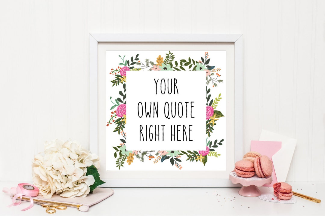 Square Custom Print / Floral Print / Custom Calligraphy Print / Floral ...